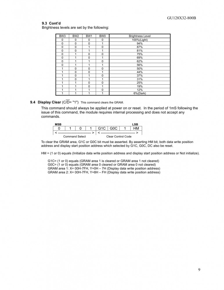 GU128X32-800B specification page 10