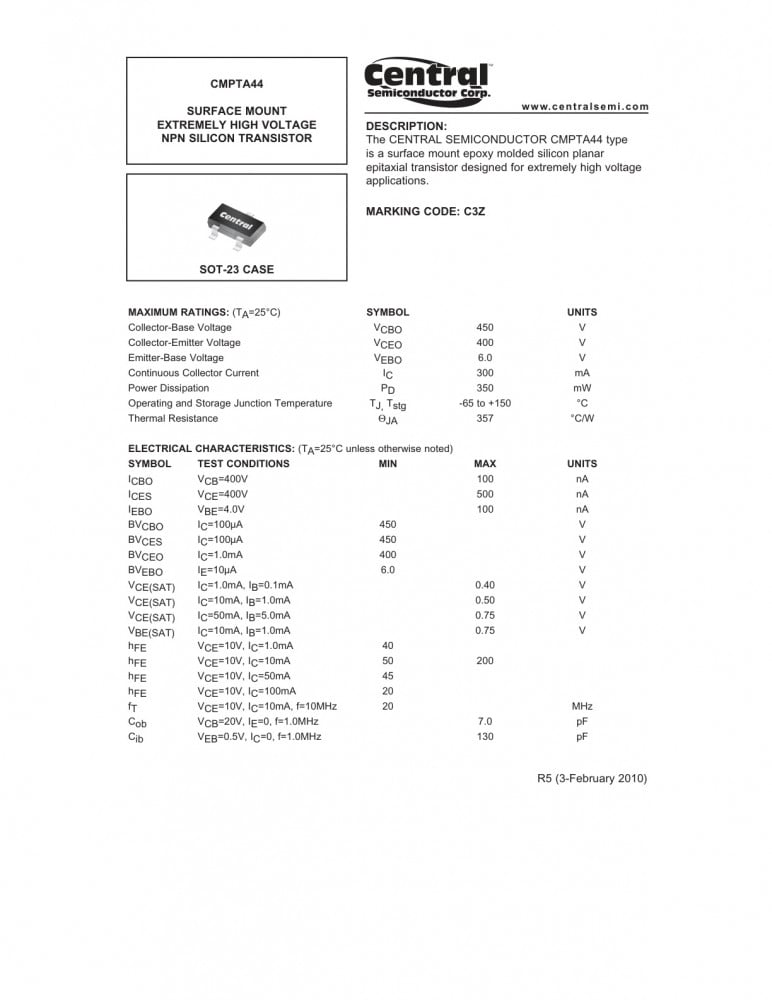 CMPTA44 TR PBFREE datasheet page 1
