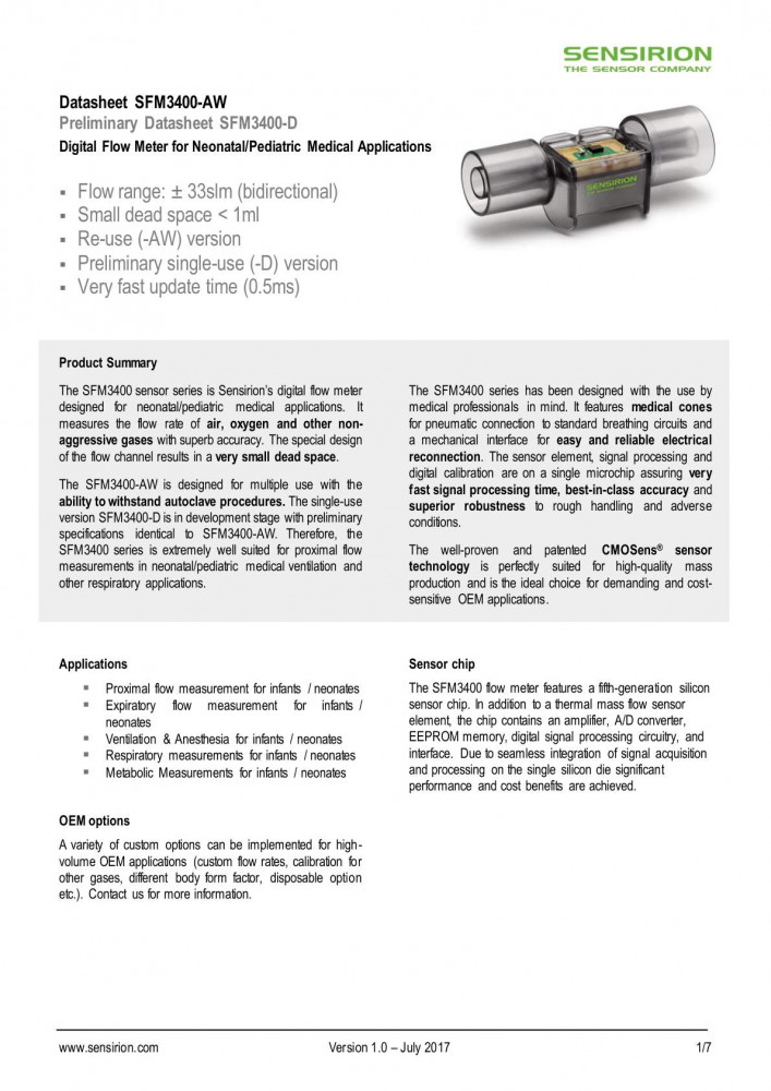 SFM3400 datasheet page 1