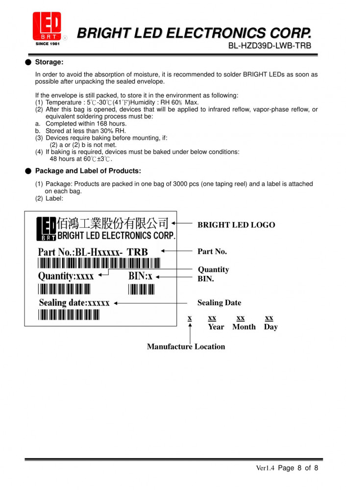 BL-HZD39D-LWB-TRB datasheet page 8