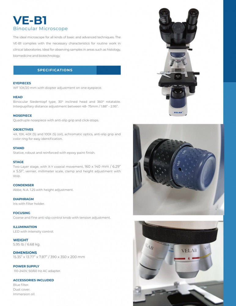 VE-B1 microscope product document page 2