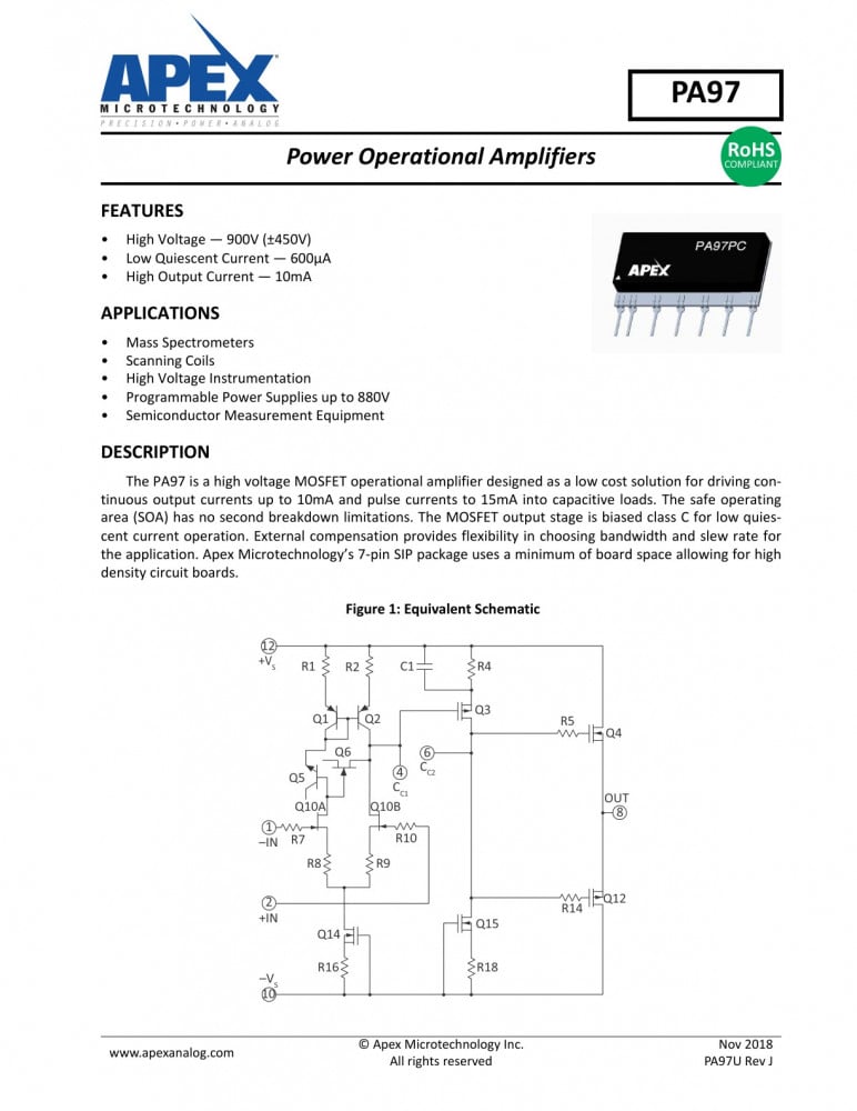 PA97PC datasheet page 1