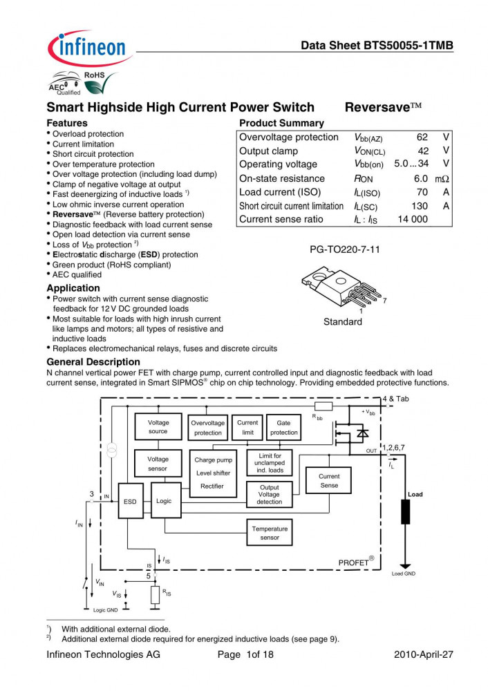 BTS500551TMBAKSA1 datasheet page 1