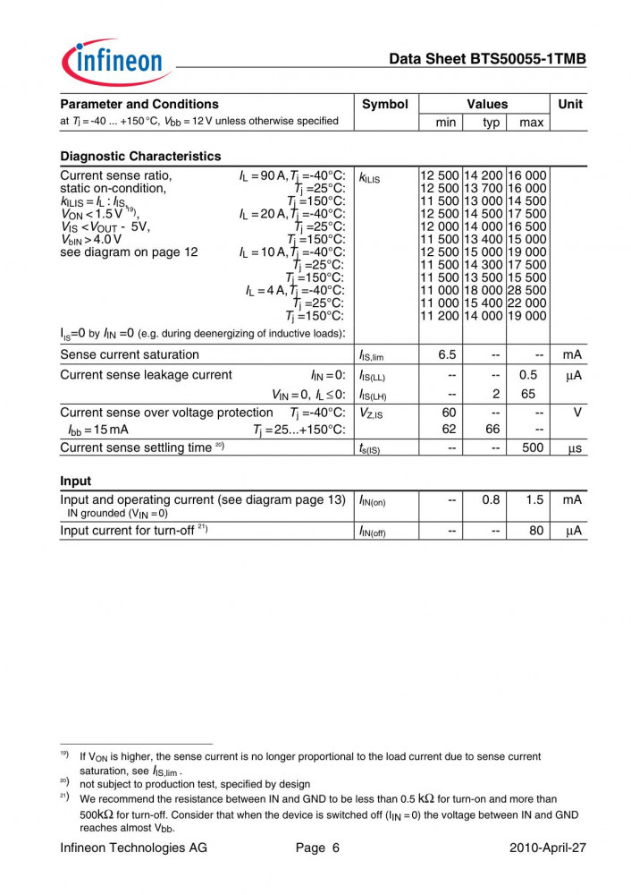 BTS500551TMBAKSA1 datasheet page 6