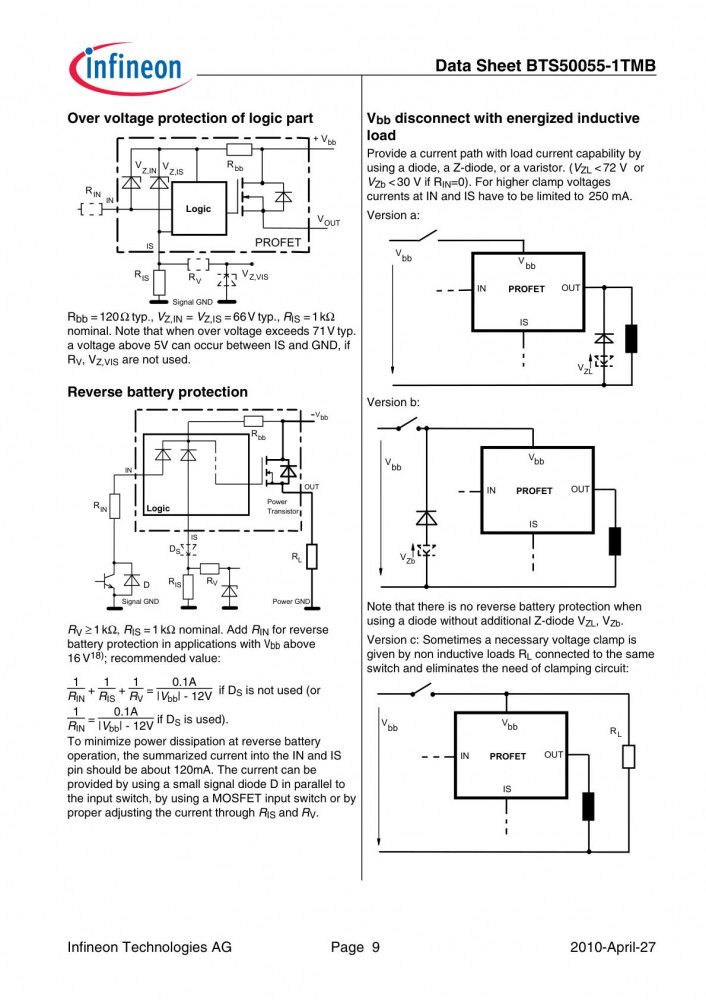 BTS500551TMBAKSA1 datasheet page 9