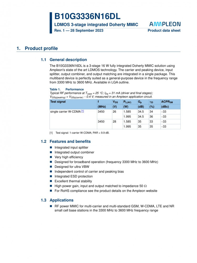 B10G3336N16DL technical document preview, page 1