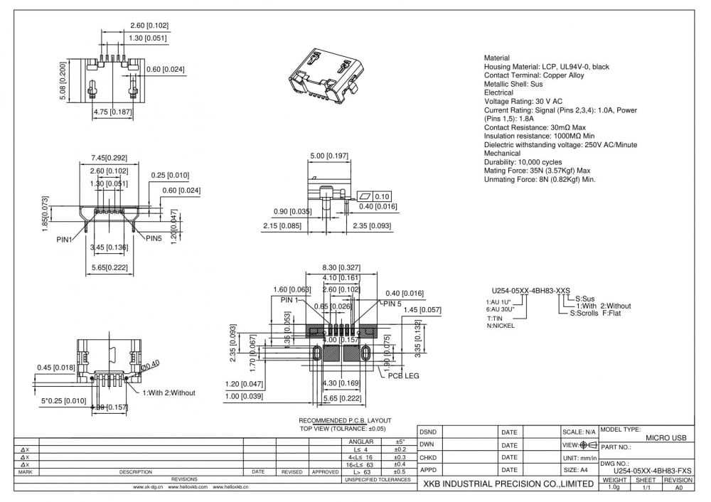 U254-051T-4BH83-F1S technical drawing page 1