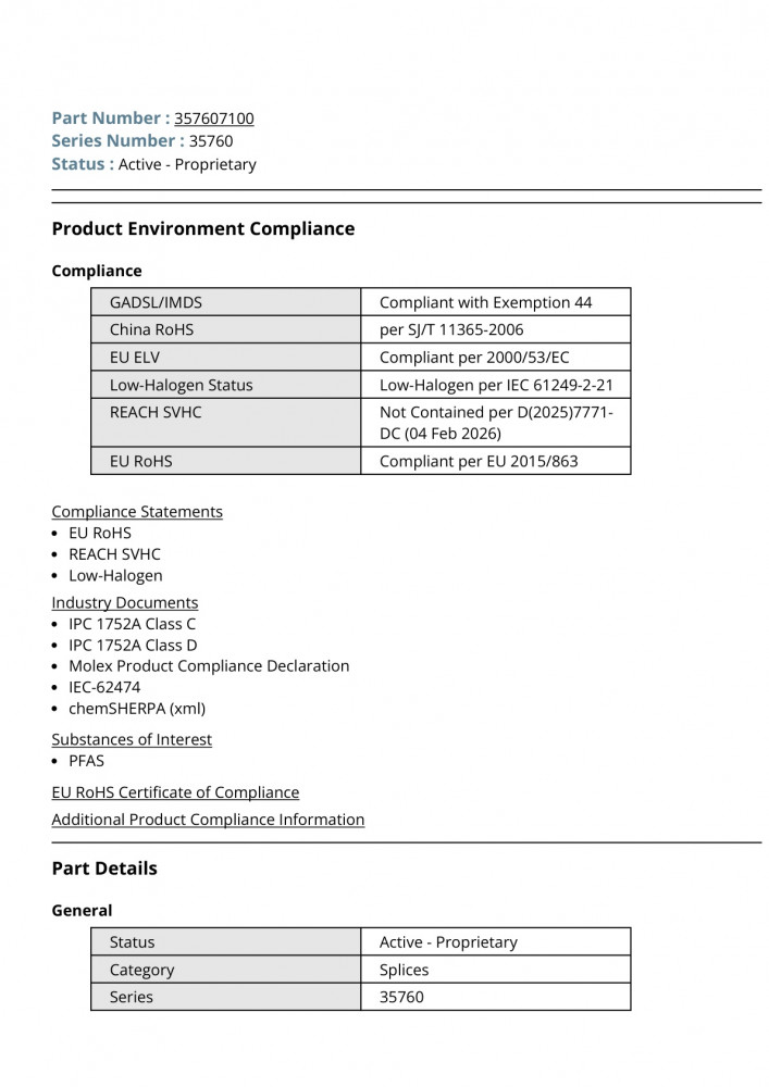 357607100 product document image, page 1