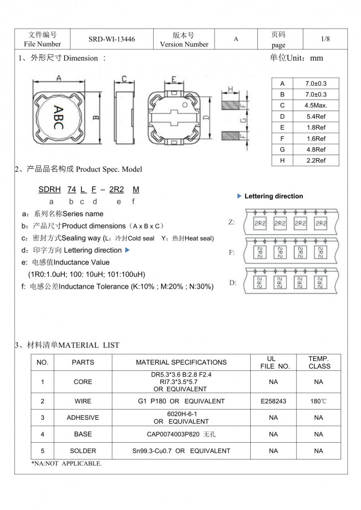 SDRH74LF470M approval specification page 3