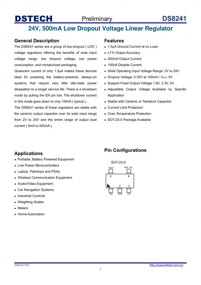 DS8241 datasheet page 1