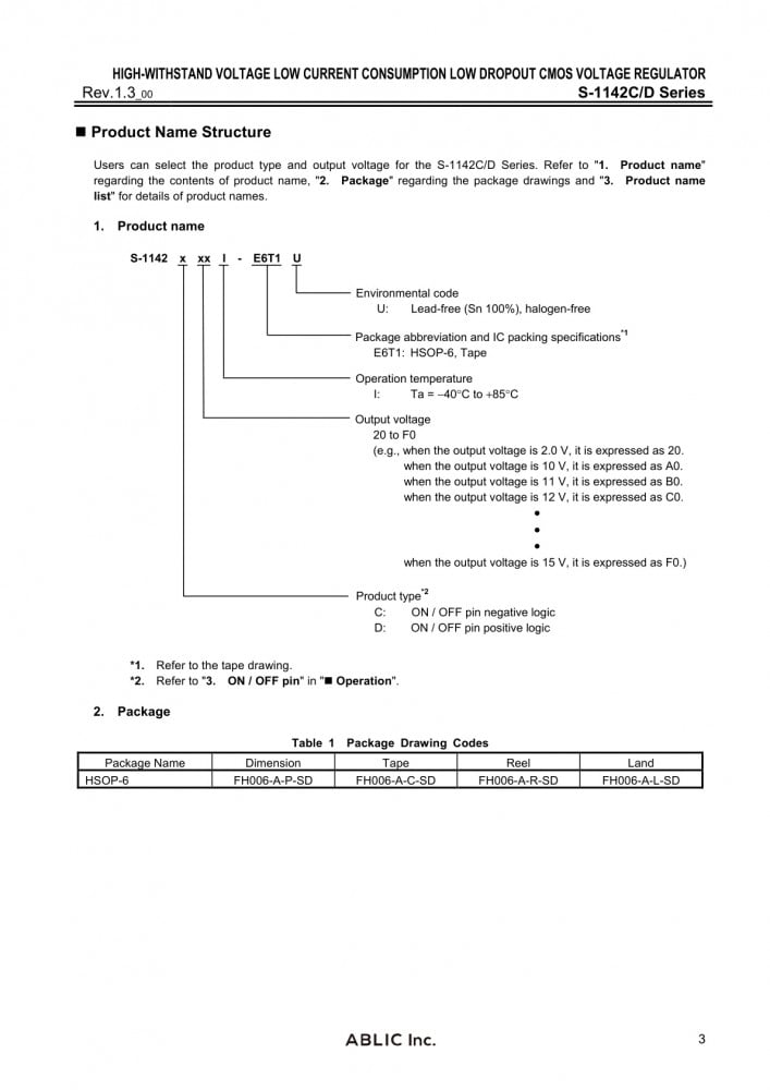ABLIC S-1142DCOI-E6T1U datasheet page 3