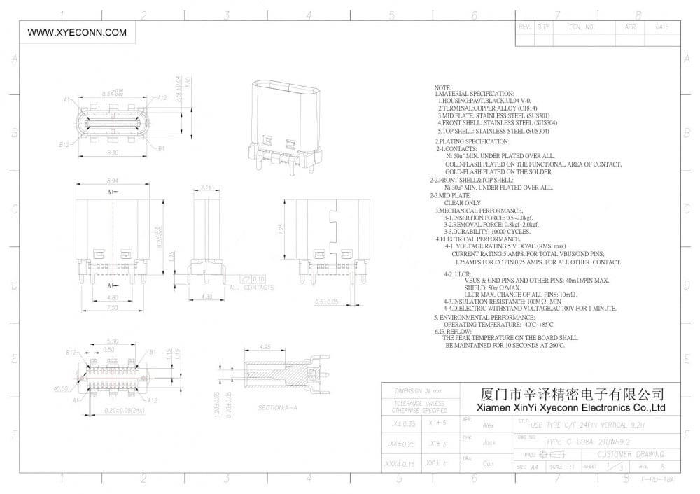 TYPE-C-G08A-2TDWH9.2 drawing page 1