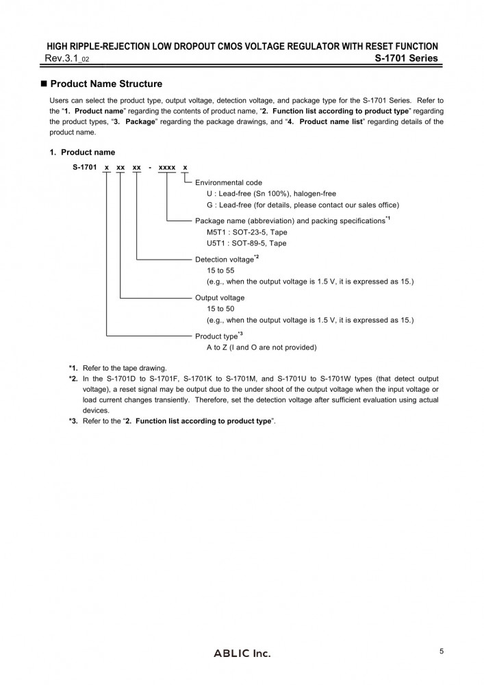 ABLIC S-1701 datasheet page 5