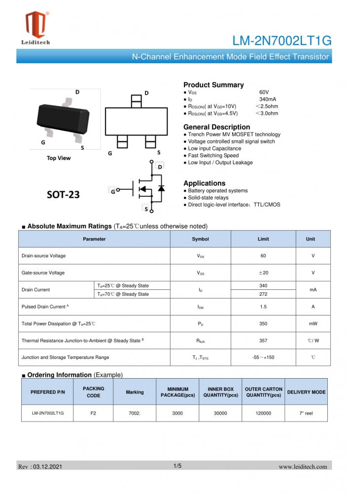 LM-2N7002LT1G datasheet page 1