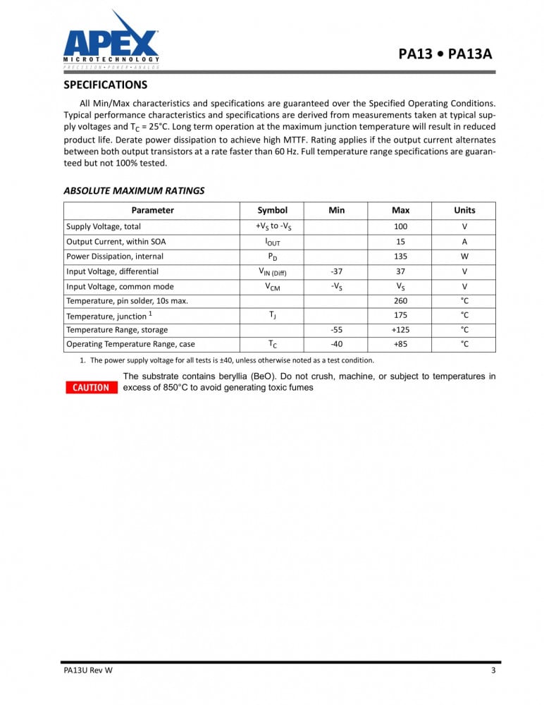 PA13A datasheet page 3