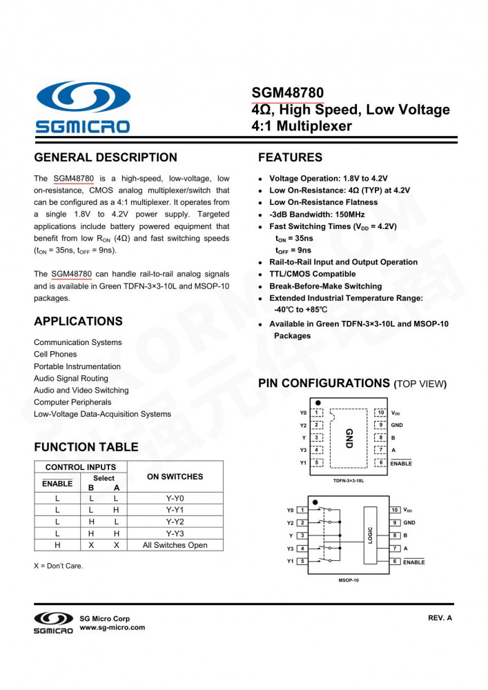 SGM48780 datasheet page 1