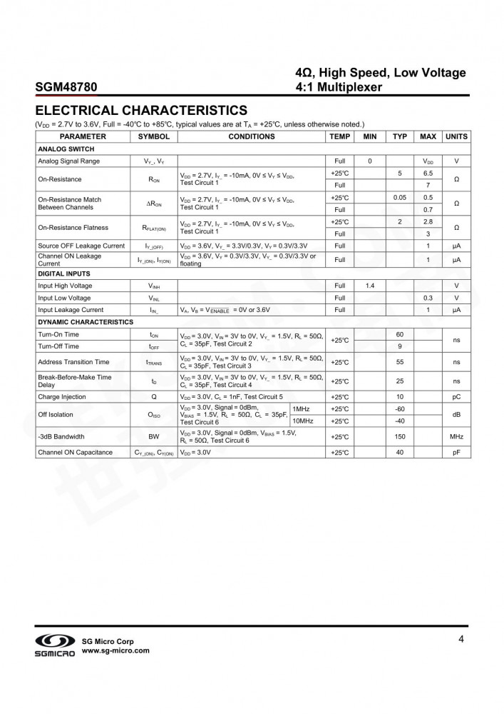 SGM48780 datasheet page 4