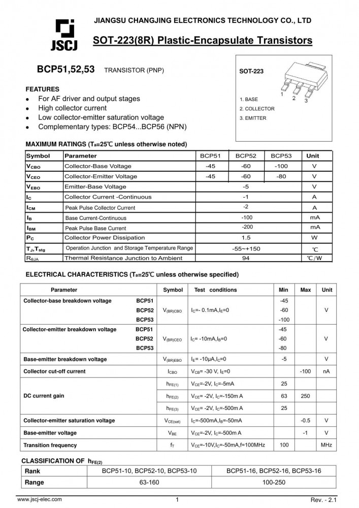 BCP51-16 datasheet page 1