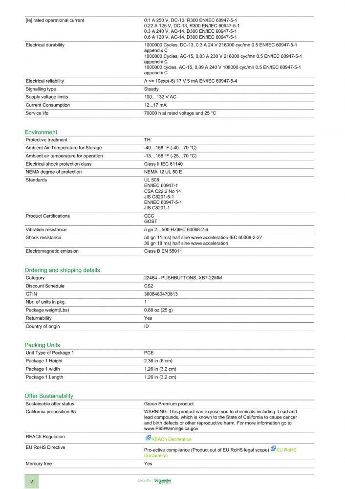 XB7NW34G1 technical document page 2