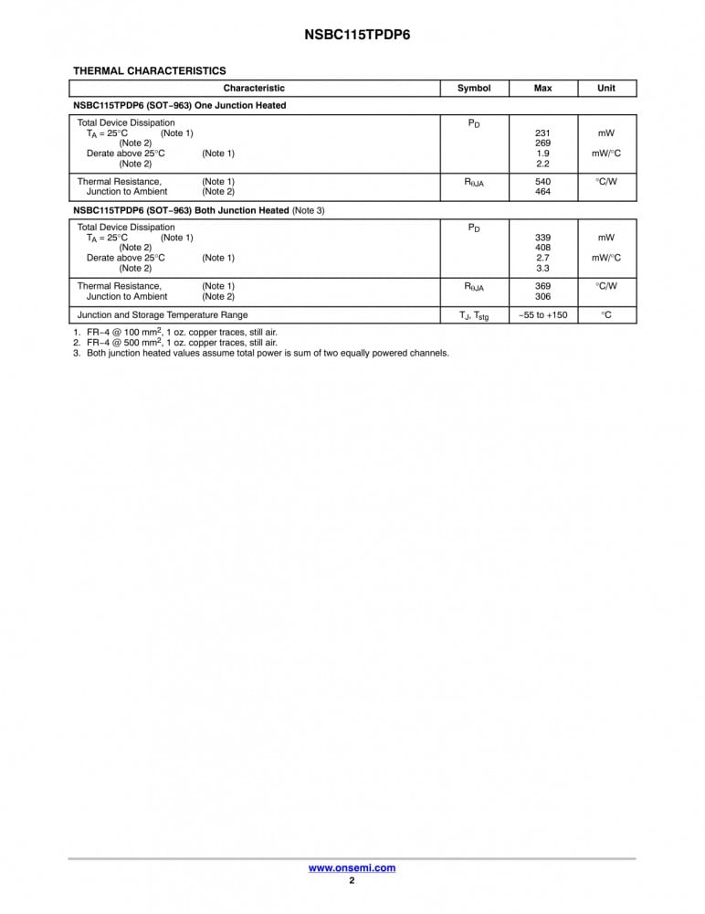NSBC115TPDP6T5G datasheet page 2