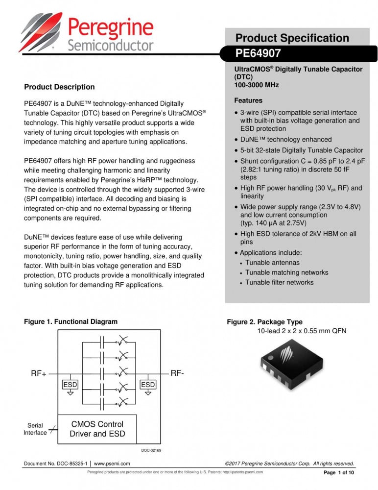 PE64907B-Z datasheet page 1