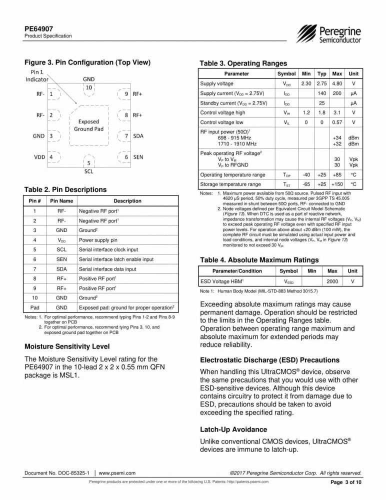 PE64907B-Z datasheet page 3