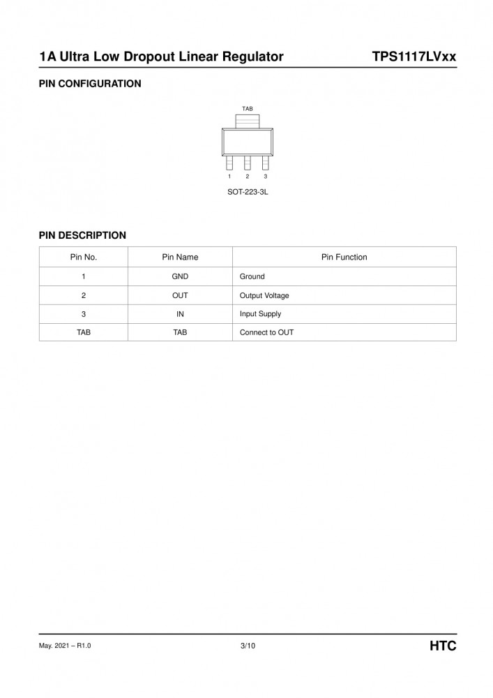 HTC TPS1117LV33S datasheet page 3