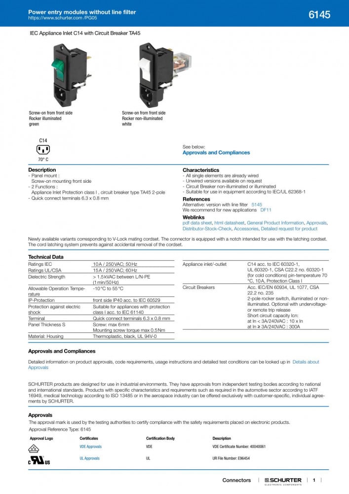 SCHURTER 6145.2755.001 datasheet page 1
