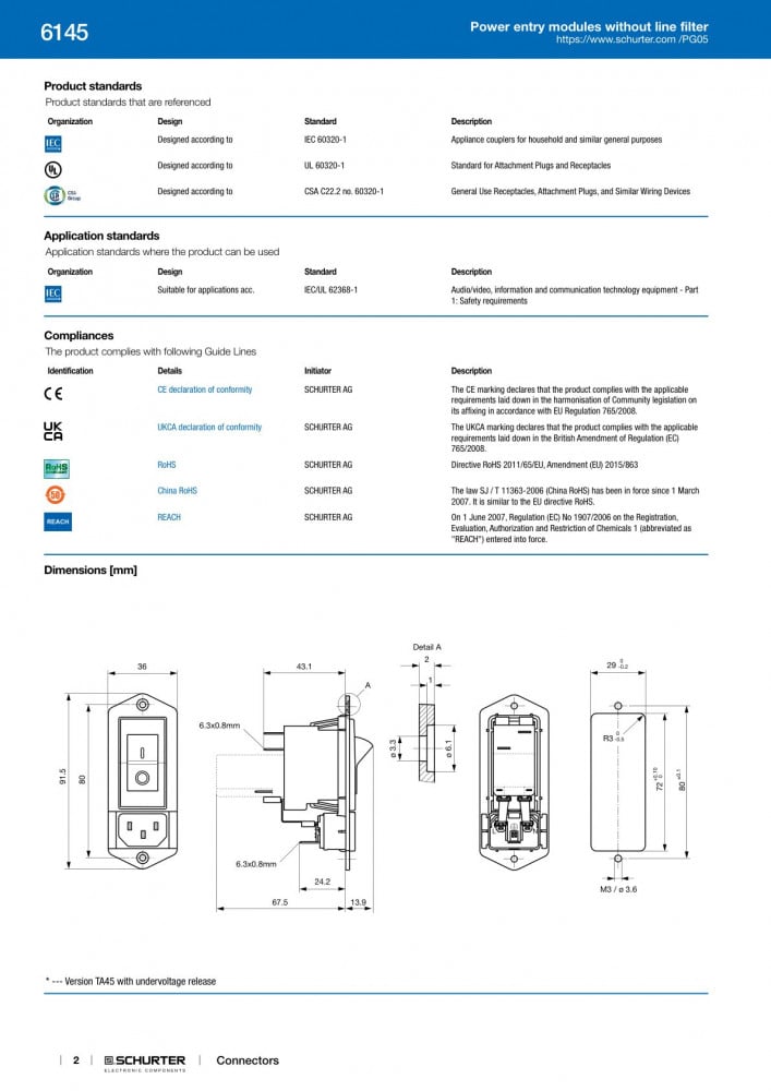 SCHURTER 6145.2755.001 datasheet page 2
