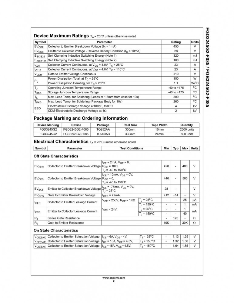 FGD3245G2-F085 datasheet page 2