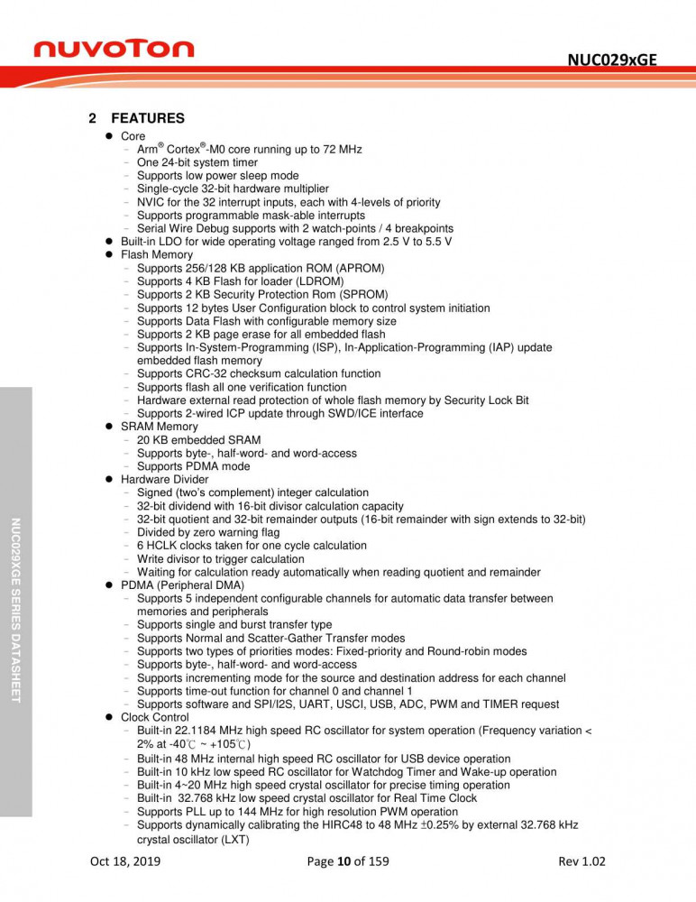 NUC029SGE datasheet page 10