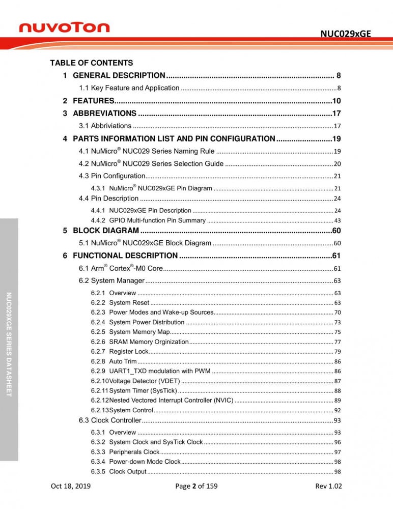 NUC029SGE datasheet page 2