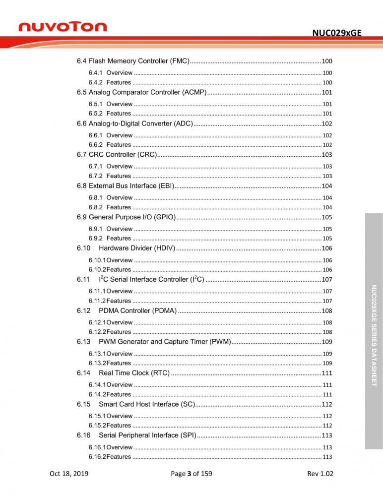 NUC029SGE datasheet page 3