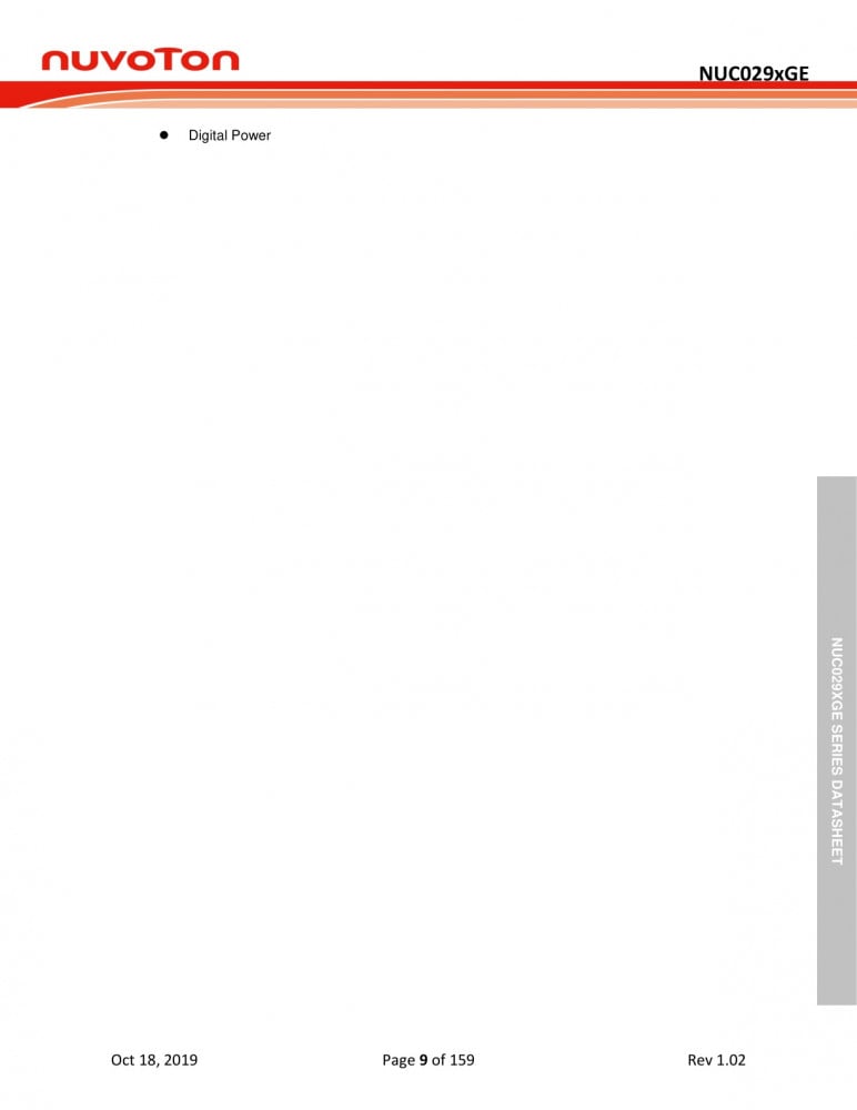 NUC029SGE datasheet page 9