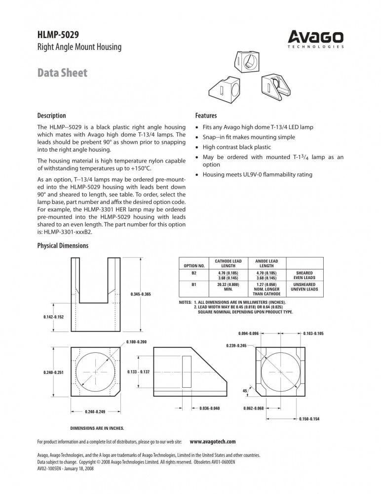 HLMP-5029 datasheet page and product description
