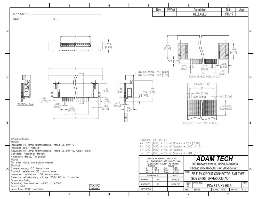 ADAM TECH PCA-6-LA-10-HU-3 technical document image