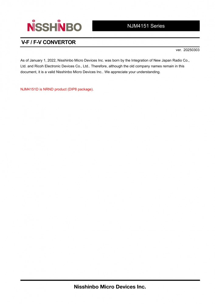 NJM4151 datasheet page 1