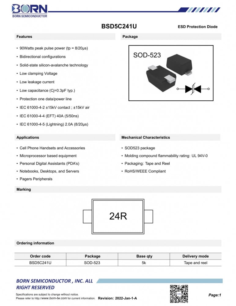 BSD5C241U datasheet page 1