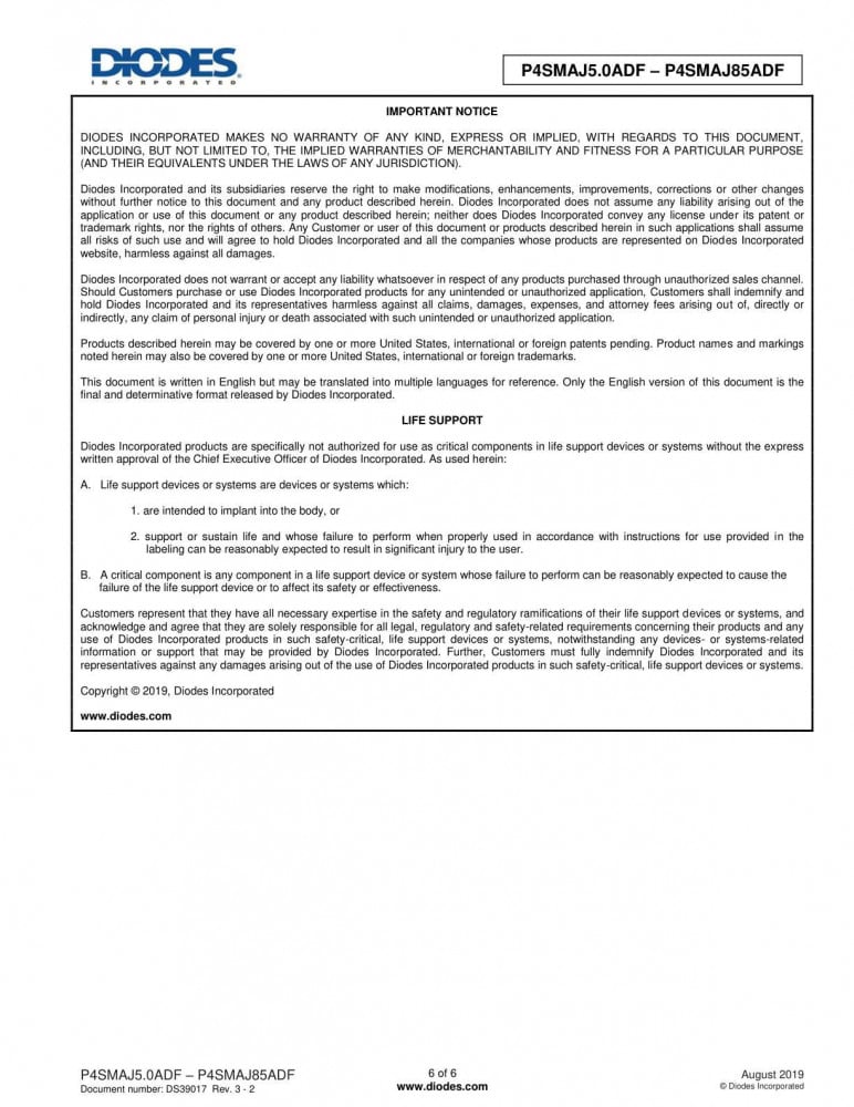 P4SMAJ12ADF-13 datasheet page 6