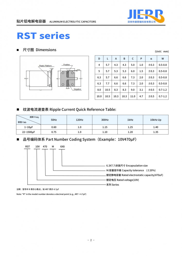 JIERR RST series datasheet page 2