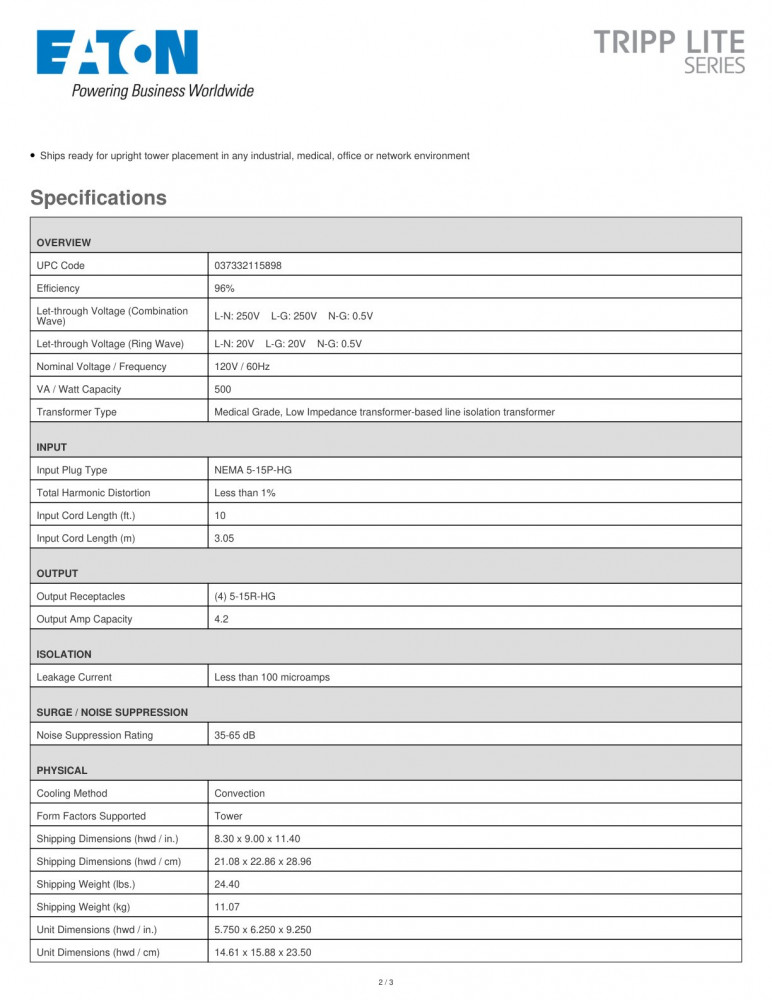 IS500HG technical document page 2