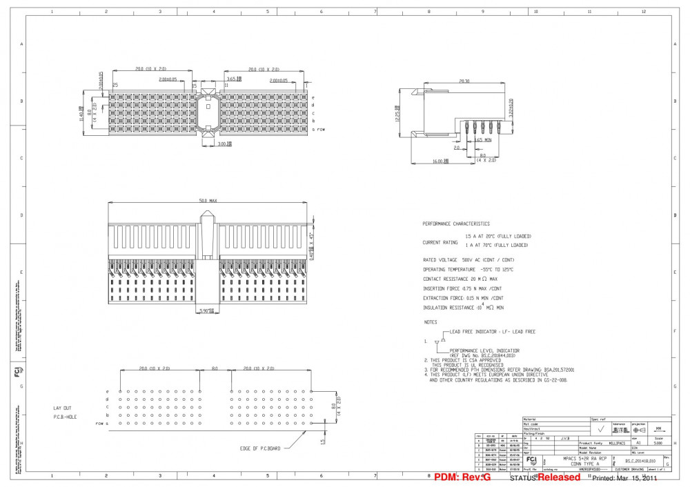 Amphenol HM2R10PA5100N9LF technical drawing page