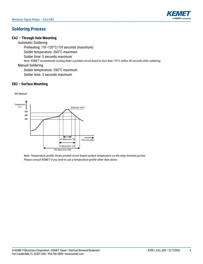 KEMET EB2 relay datasheet page 5