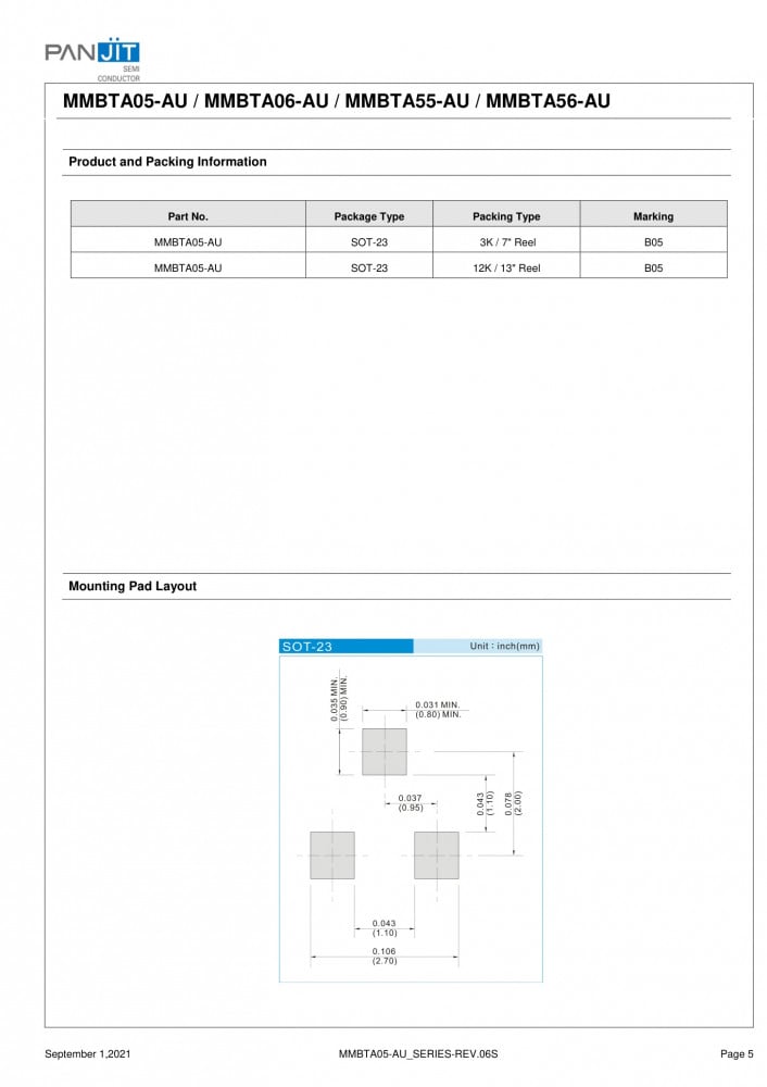 PANJIT MMBTA06-AU datasheet page 5