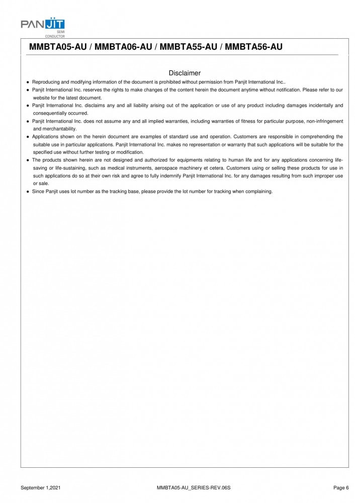 PANJIT MMBTA06-AU datasheet page 6