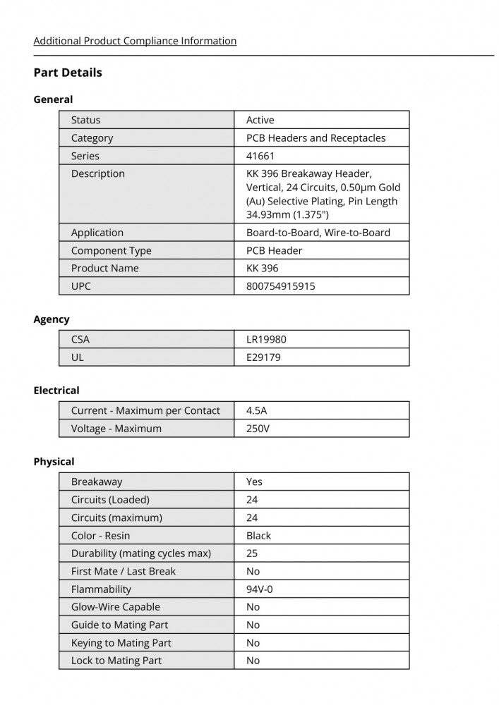 Technical document page 2 for Molex 26584246