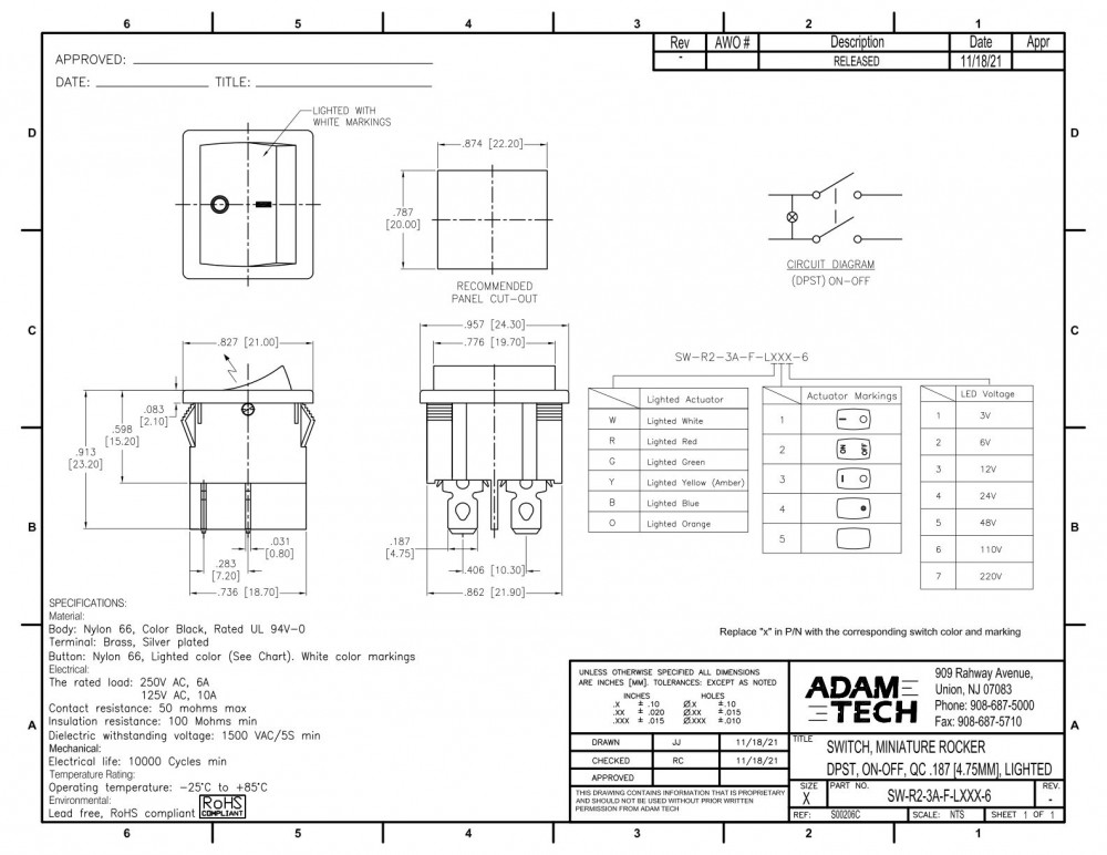 SW-R2-3A-F-LR13-6 technical document page