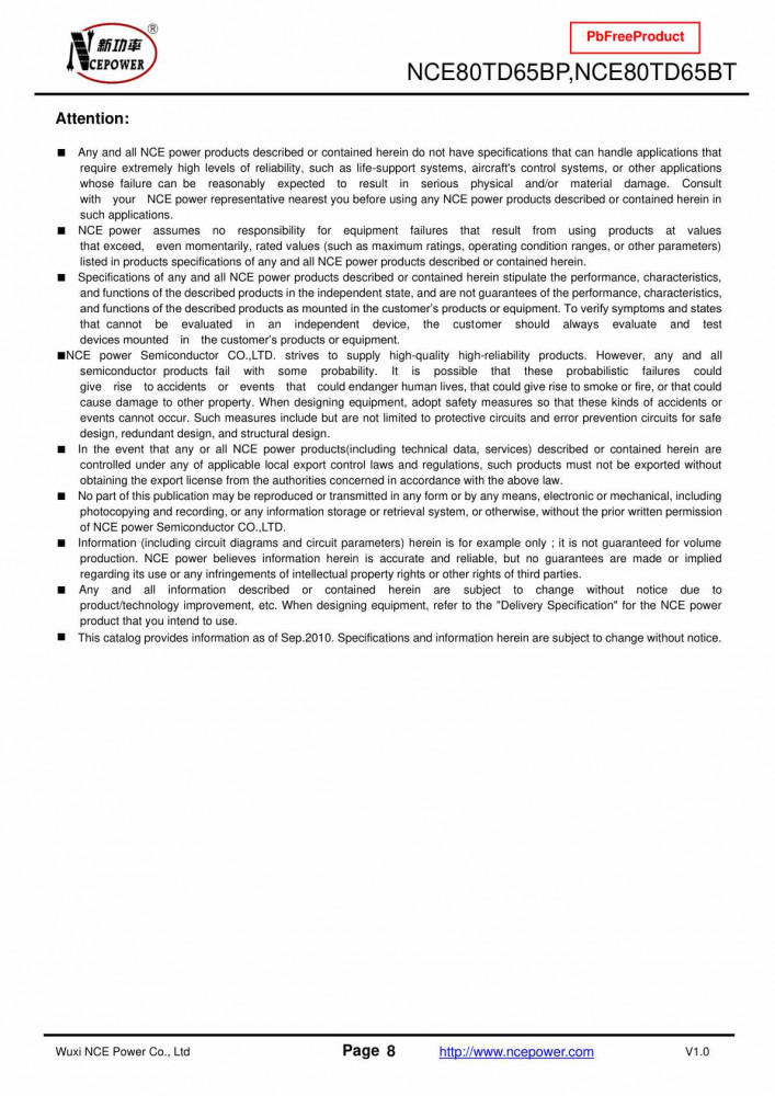 NCE80TD65BT datasheet page 8