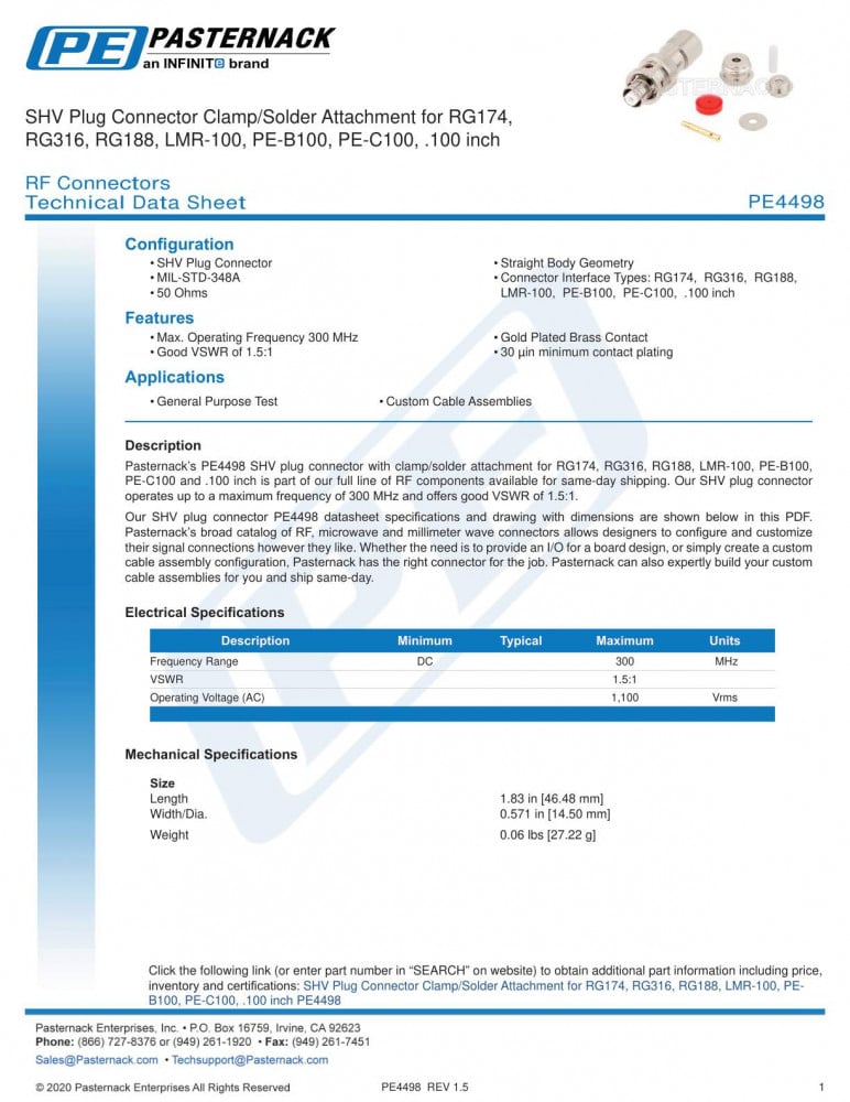 PE4498 datasheet page 1