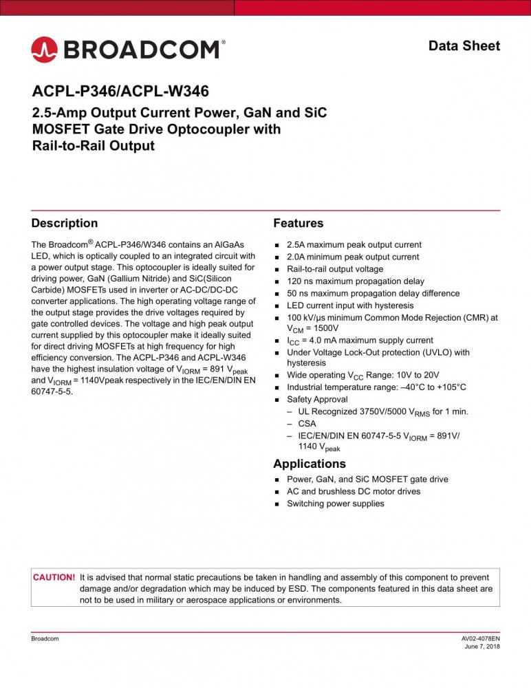 ACPL-W346 datasheet page 1